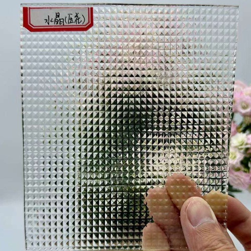 Crystal patterned pressed textured glass sample