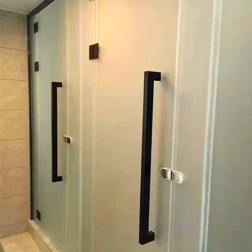 Frosted interlayer laminated glass bathroom partition and door system