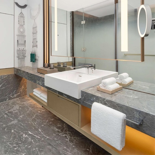 Grey Marble Lavatory Countertop with Ceramic Basin for Doubletree by ...