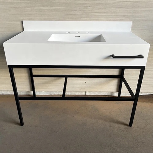 Industry style bath vanities with matte black metal base