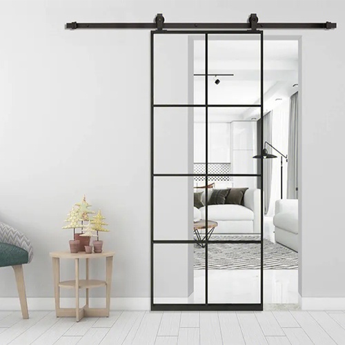 Panoramic Glass Barn Door with Narrow Sightline Aluminum Stile and Rail ...