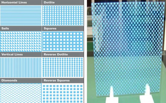 translucent silkscreen ceramic frit printed glass