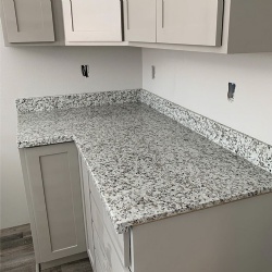 kitchen countertop with economic light grey granite